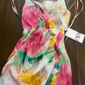 Zara | Dresses | Zara Colored Satin Effect Dress | Poshmark